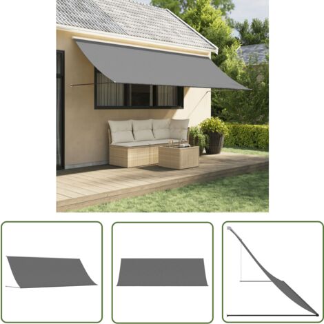 The Living Store Markise Einziehbar Anthrazit 350x150 cm Stoff und ...