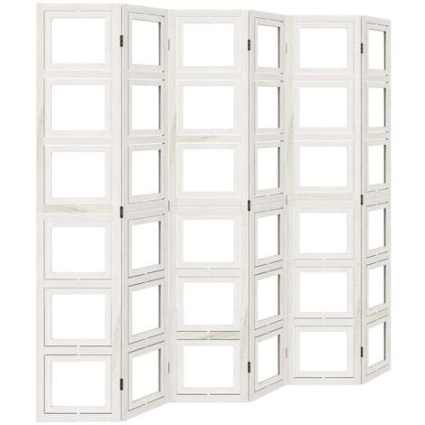 The Living Store 6-tlg. Raumteiler Weiß Massivholz Paulownia ...