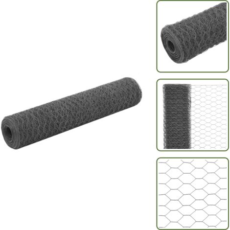 The Living Store Drahtzaun Stahl mit PVC-Beschichtung 25x0,75 m Grau ...
