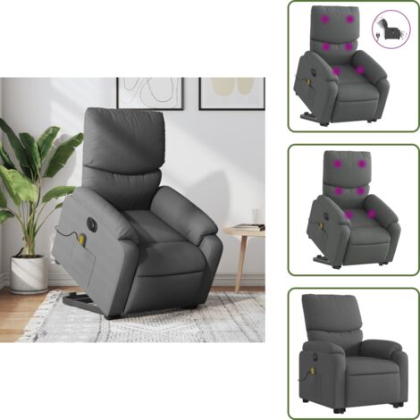 The Living Store Elektrischer Massagesessel mit Aufstehhilfe Dunkelgrau ...