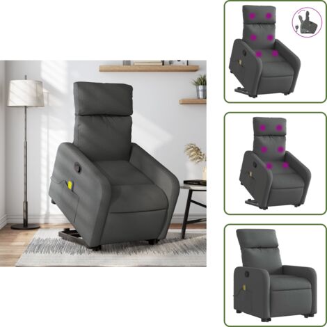 The Living Store Massagesessel mit Aufstehhilfe Dunkelgrau Stoff ...