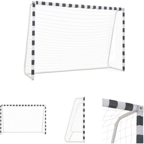 The Living Store Fußballtor 300 x 200 x 90 cm Metall Schwarz und Weiß ...