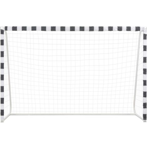The Living Store Fußballtor 300 x 200 x 90 cm Metall Schwarz und Weiß ...