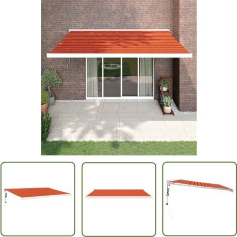 The Living Store Markise Einziehbar Orange und Braun 4x3 m Stoff ...