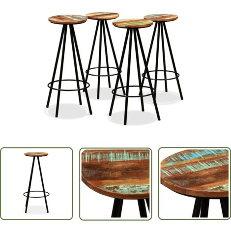 The Living Store Barhocker 4 Stk. Massives Altholz - Industriel Style ...