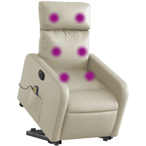 The Living Store Massagesessel mit Aufstehhilfe Elektrisch Creme ...