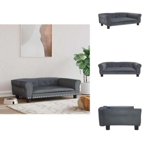 Hundebett Dunkelgrau 95x55x30 cm Samt - Hunde Bett - Hundebett - Samtbett - Tierbetten - Kleines ...
