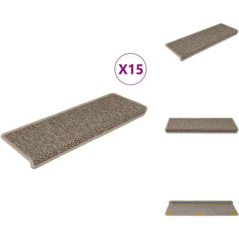 Treppenmatten Selbstklebend Sisal 15 Stk. 65x21x4cm Dunkelbeige ...
