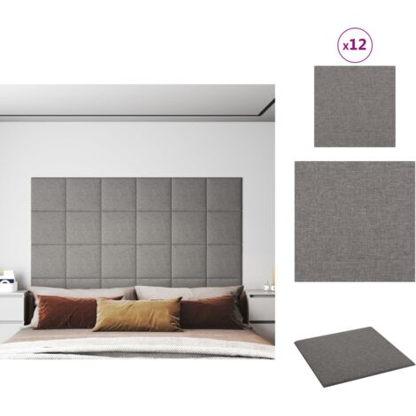 Wandverkleidung - Living Wandpaneele 12 Stk. Hellgrau 30x30 cm Stoff 1 ...