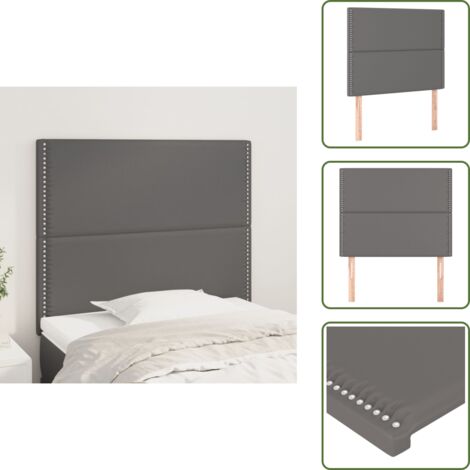 Kopfteile 2 Stk. Grau 100x5x78/88 cm Kunstleder - Bettkopfteile ...