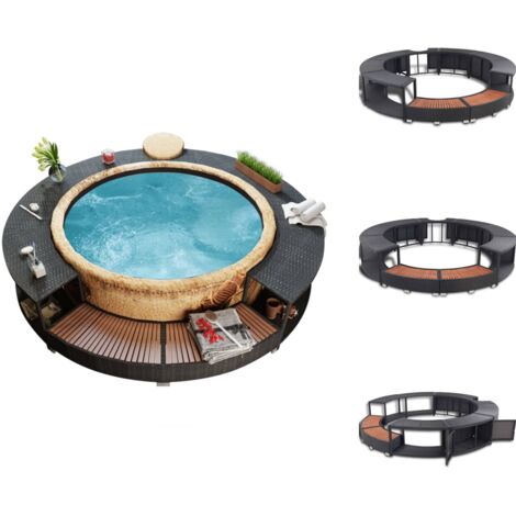 Pool- & Whirlpool-Zubehör - Living Whirlpool-Umrandung Schwarz Poly-Rattan