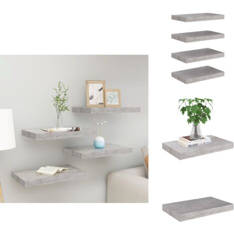 Schweberegale 4 Stk. Betongrau 40x23x3,8 cm MDF - Schweberegale ...