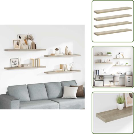 Schweberegale 4 Stk. Eichen-Optik 120x23,5x3,8 cm MDF - Schweberegale ...