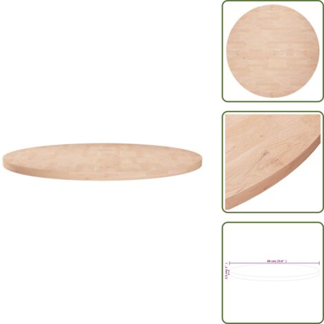 Runde Tischplatte Ø60x2,5 cm Unbehandeltes Massivholz Eiche - Runde ...