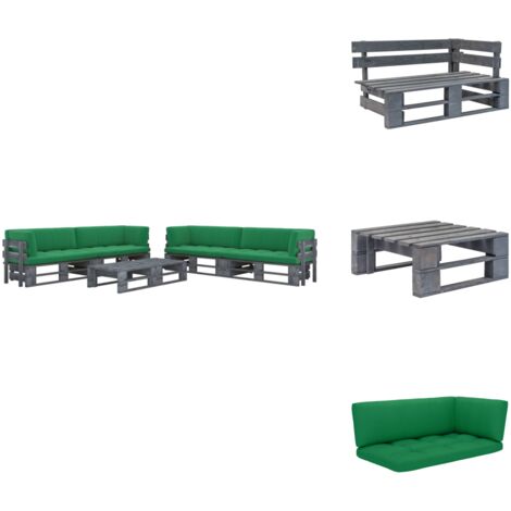 6-tlg. Paletten-Lounge-Set Grau Imprägniertes Kiefernholz - Holz Lounge ...