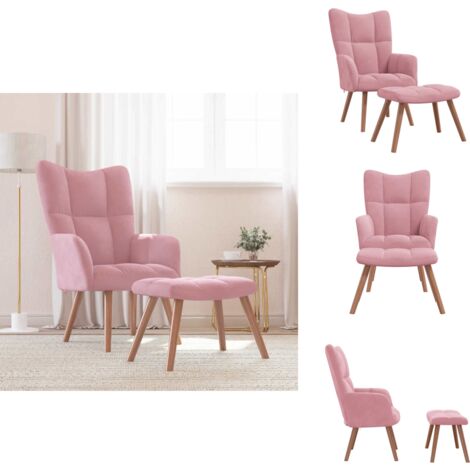 Relaxsessel mit Hocker Rosa Samt - Sessel - Samt Sessel - Rosa Sessel ...