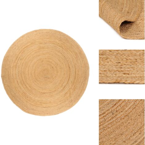 Teppich Jute Geflochten 240 cm Rund - Naturfaser Teppich - Jute Teppich ...