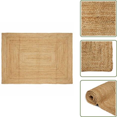 Teppich Handgefertigt Jute Natur 160x230 cm - Naturfaser Teppich - Jute ...