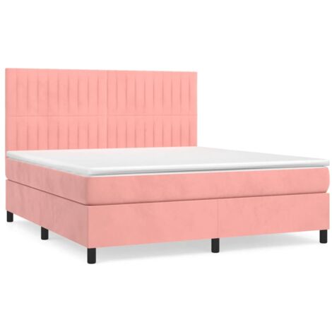 Boxspringbett mit Matratze Rosa 180x200 cm Samt - Boxspringbett ...