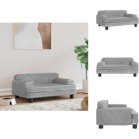 Hundebett Hellgrau 70x45x30 cm Samt - Hunde Bett - Samtbett - Hundeplatz - Tierbetten - Kleines ...