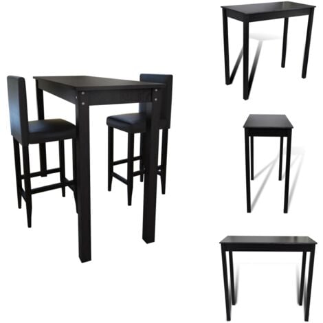 Barset Bartisch mit 2 Barhockern Schwarz - Esstisch - Bartisch - Hochstuhl - Barhocker - Küchentisch