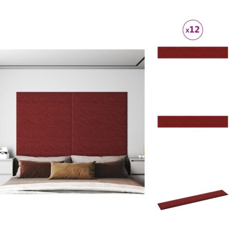 Wandpaneele 12 Stk. Weinrot 90x15 cm Stoff 1,62 m² - Wandpaneele ...
