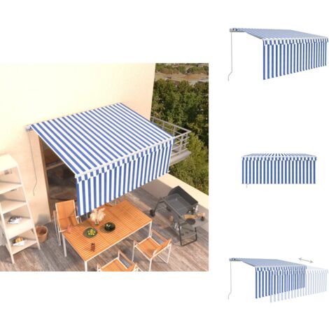 Markise Manuell Einziehbar mit Rollo 3x2,5 m Blau und Weiß ...