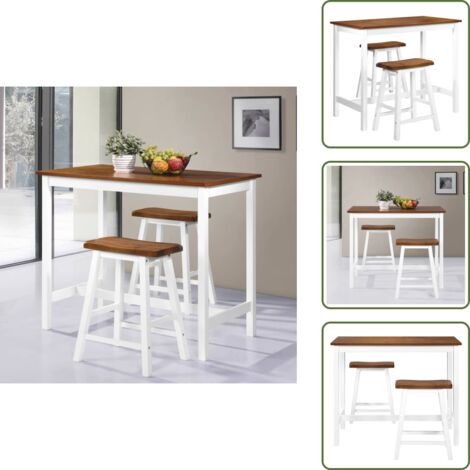 Bartisch- und Hocker-Set 3-tlg. Massivholz - Bartisch - Barhocker Set ...