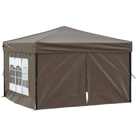 Partyzelt Faltbar mit Seitenwänden Taupe 3x3 m - Outdoor-Möbel ...