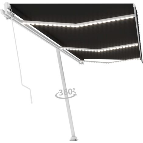 Markise Manuell Einziehbar mit LED 600x350 cm Anthrazit - Outdoor ...