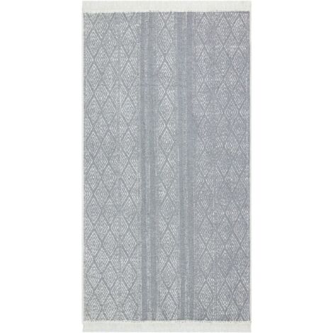 Teppich Hellgrau 120x180 cm Baumwolle - Baumwollteppich - Grau ...