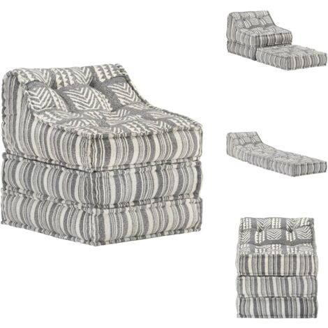 Modularer Pouf Grau Gestreift Stoff - Sitzsack - Lounge Chair ...