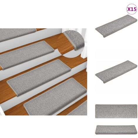 Teppich-Treppenstufen 15 Stk. 65x21x4 cm Hellgrau - Teppich Für Treppen ...