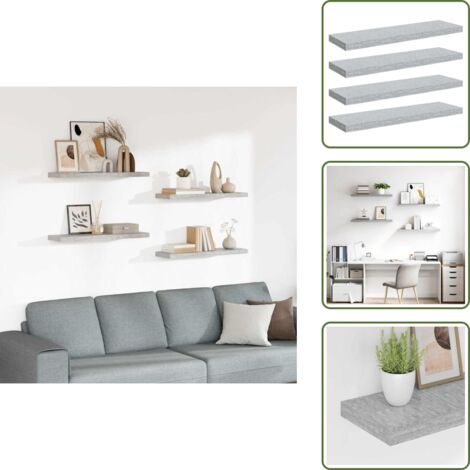 Schweberegale 4 Stk. Betongrau 80x23,5x3,8 cm MDF - Schweberegale ...