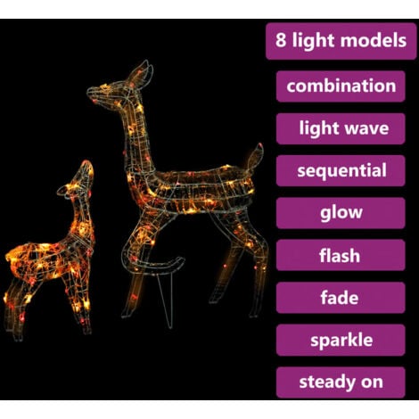 Weihnachtsbeleuchtung - Living LED-Rentier-Familie Weihnachtsdeko Acryl ...