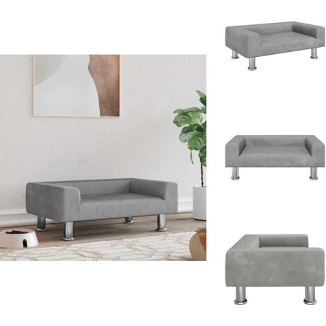 Hundebett Hellgrau 70x45x26,5 cm Samt - Hunde Bett - Hundebett - Samtbett - Tierbettwäsche ...