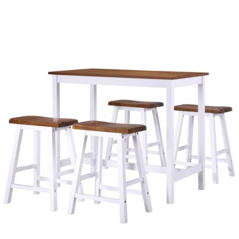 Bartisch- und Hocker-Set 5-tlg. Massivholz - Bartisch - Barhocker ...