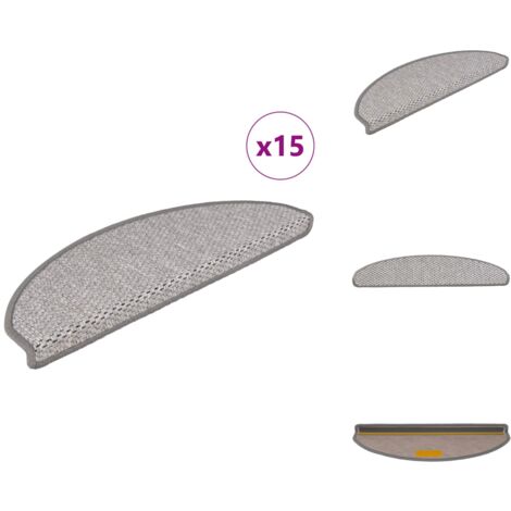 Treppenmatten Selbstklebend Sisal-Look 15 Stk. 65x21x4 Platina ...