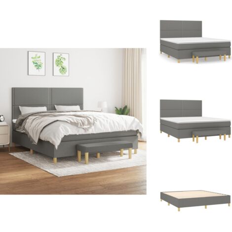 Boxspringbett mit Matratze Dunkelgrau 160x200 cm Stoff - Boxspringbett ...