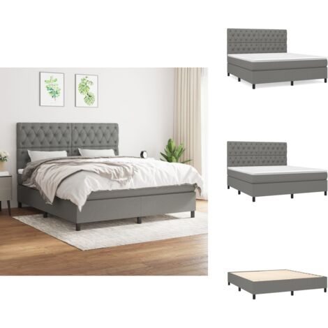 Boxspringbett mit Matratze Dunkelgrau 160x200 cm Stoff - Boxspringbett ...