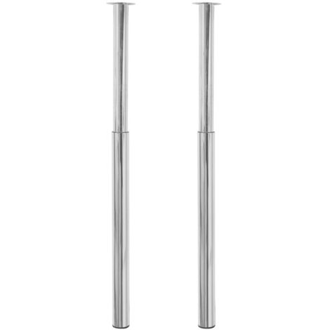 2 x Teleskopfuß Tischfuß Stützfuß Tischbein Chrom 710 mm-1100 mm ...