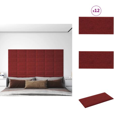 Wandpaneele 12 Stk. Weinrot 30x15 cm Stoff 0,54 m² - Wandpaneele ...
