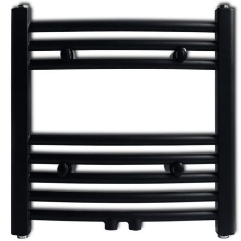 Radiatoren - Handtuchheizkörper Warmwasser Gebogen Schwarz 480x480 mm