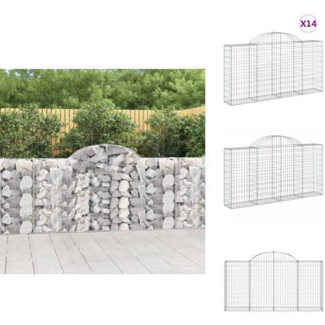 Gabionen mit Hochbogen 14Stk. 200x30x100/120cm Verzinktes Eisen ...