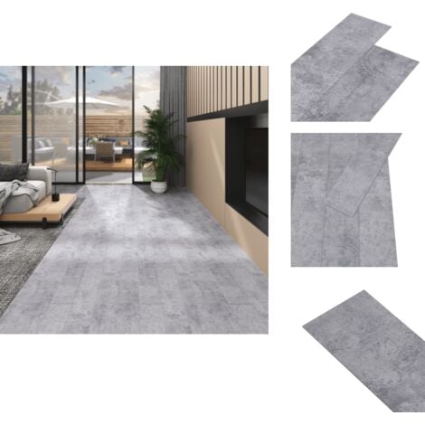 PVC-Fliesen Selbstklebend 5,02 m² 2 mm Zementgrau - PVC Bodenbelag ...