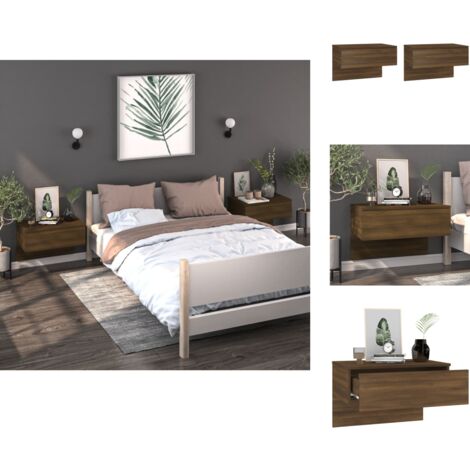 Nachttische - Living Wand-Nachttische 2 Stk. Braun Eichen-Optik