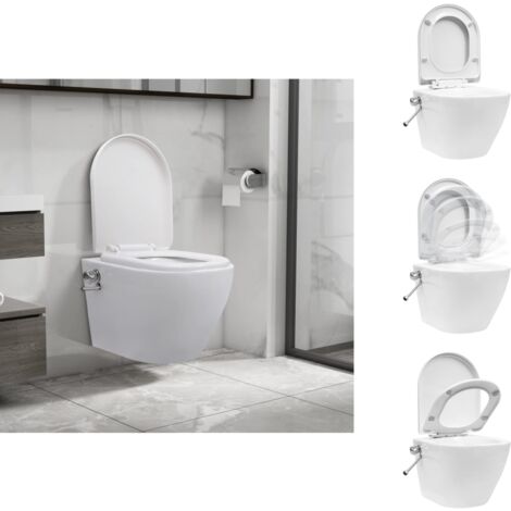 Toiletten - Living Wand-WC ohne Spülrand mit Bidet-Funktion Keramik Weiß