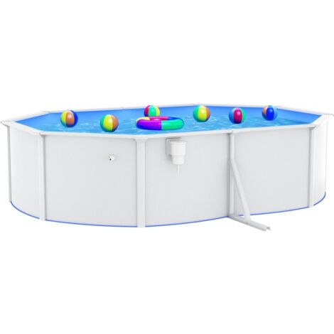 Pools - Living Pool mit Stahlwand Oval 490x360x120 cm Weiß
