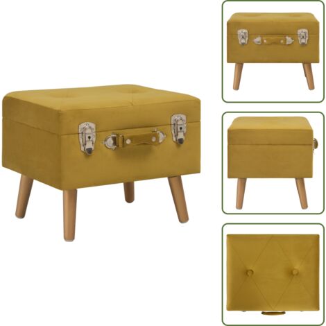 Hocker mit Stauraum 40 cm Senfgelb Samt - Samt Sessel - Beistelltisch ...