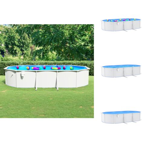 Pools - Living Stahlwand-Pool Oval 610x360x120 cm Weiß